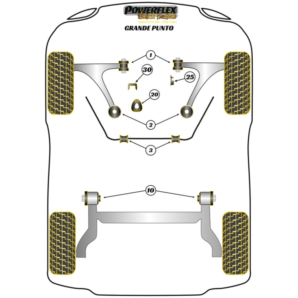 Powerflex Fiat Grande Punto Boccola posteriore del braccio anteriore ...